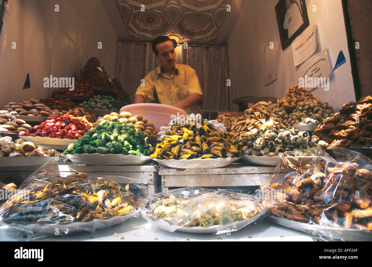 Sweets stall inside the souks Marrakech Morocco Stock Photo - Alamy