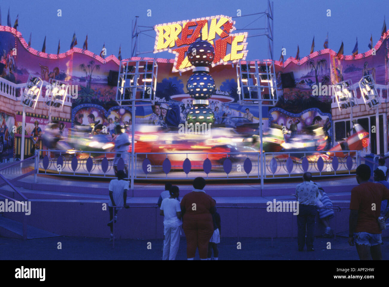 Break Dance ride at Coney Island, New York, at night Stock Photo - Alamy