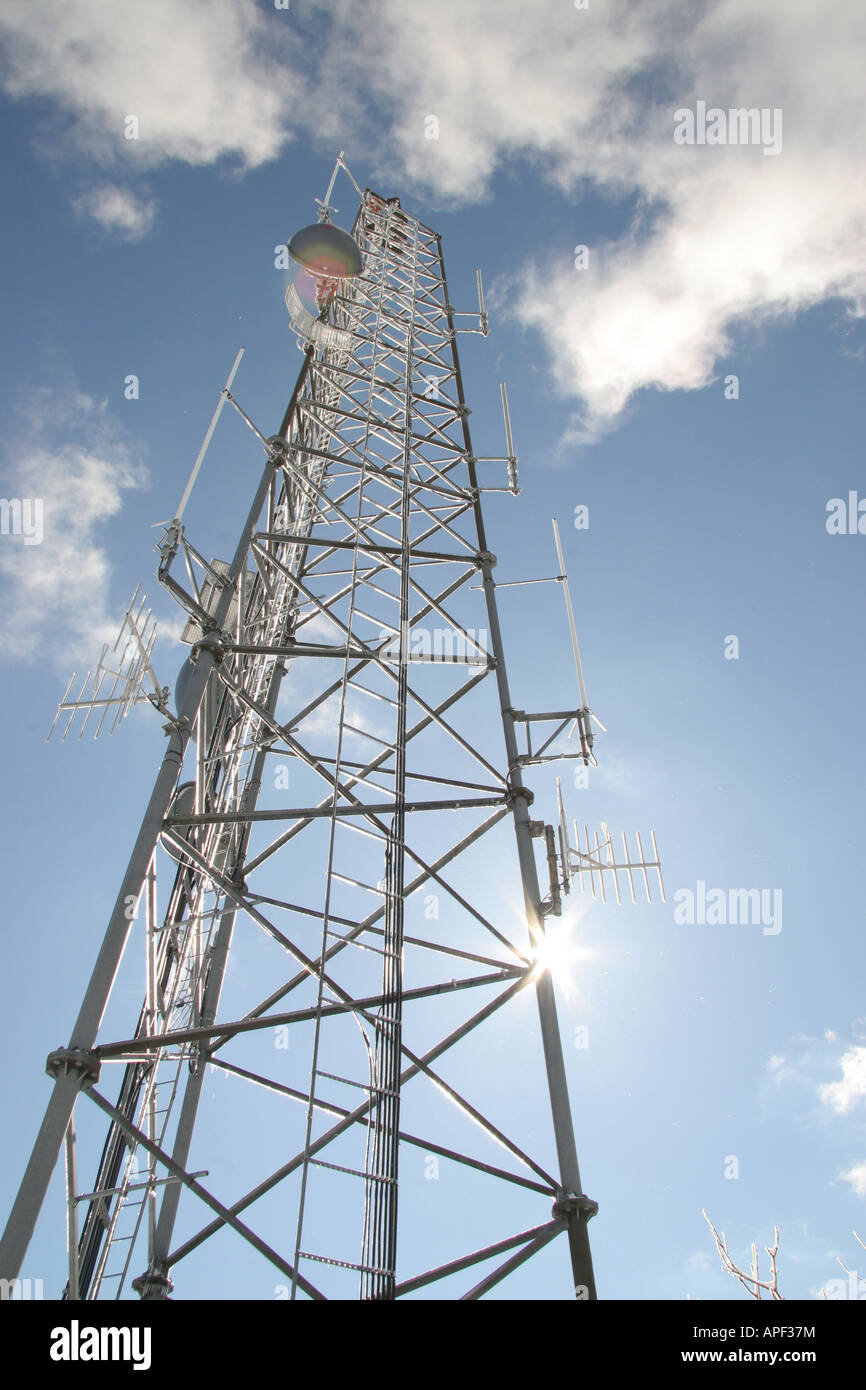 Close-up of a communication tower Stock Photo - Alamy