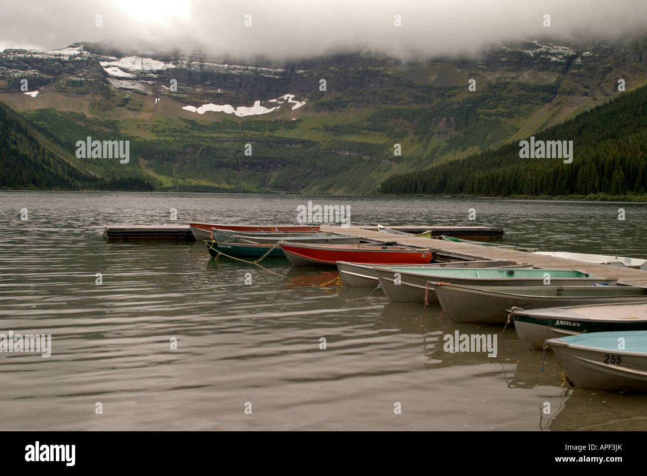 Canada Alberta Cameron Lake Waterton Lakes National Park row of rental ...