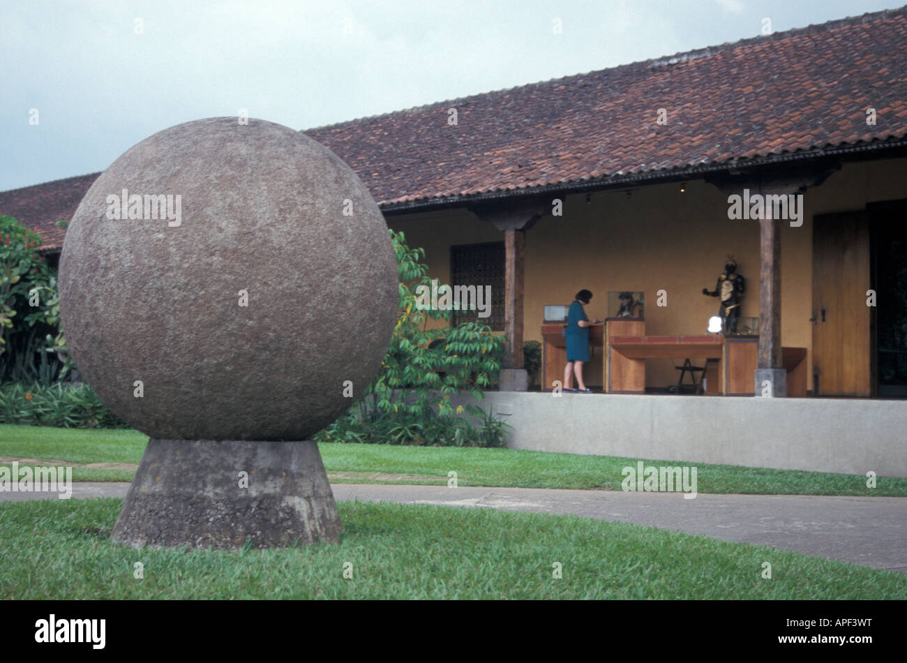 Pre-Columbian stone sphere in the courtyard of the National Museum of ...