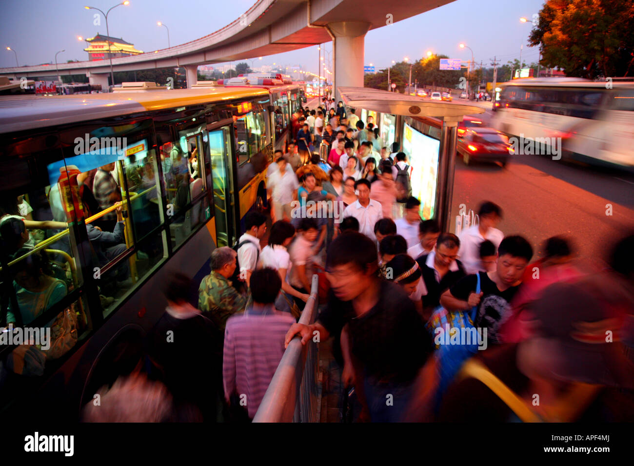 Scene at local bus stop, Beijing Stock Photo - Alamy