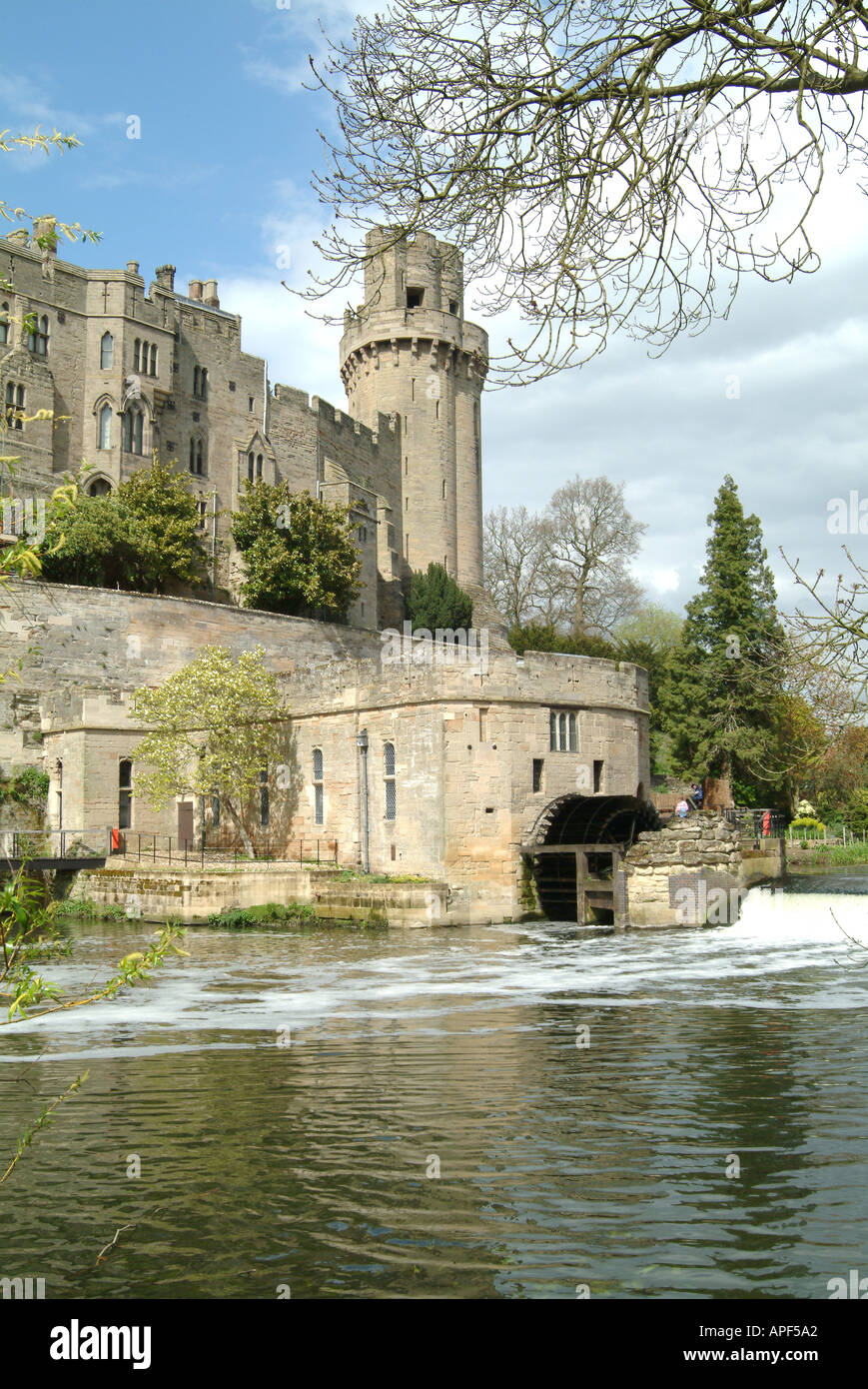 View of the South Front and Mill at Warwick Castle Warwickshire England ...