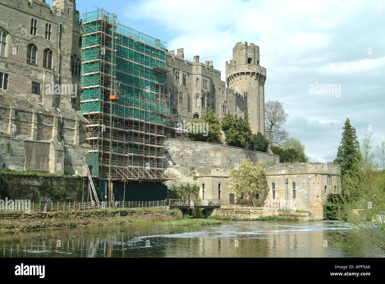 View of the South Front and Mill at Warwick Castle Stock Photo - Alamy