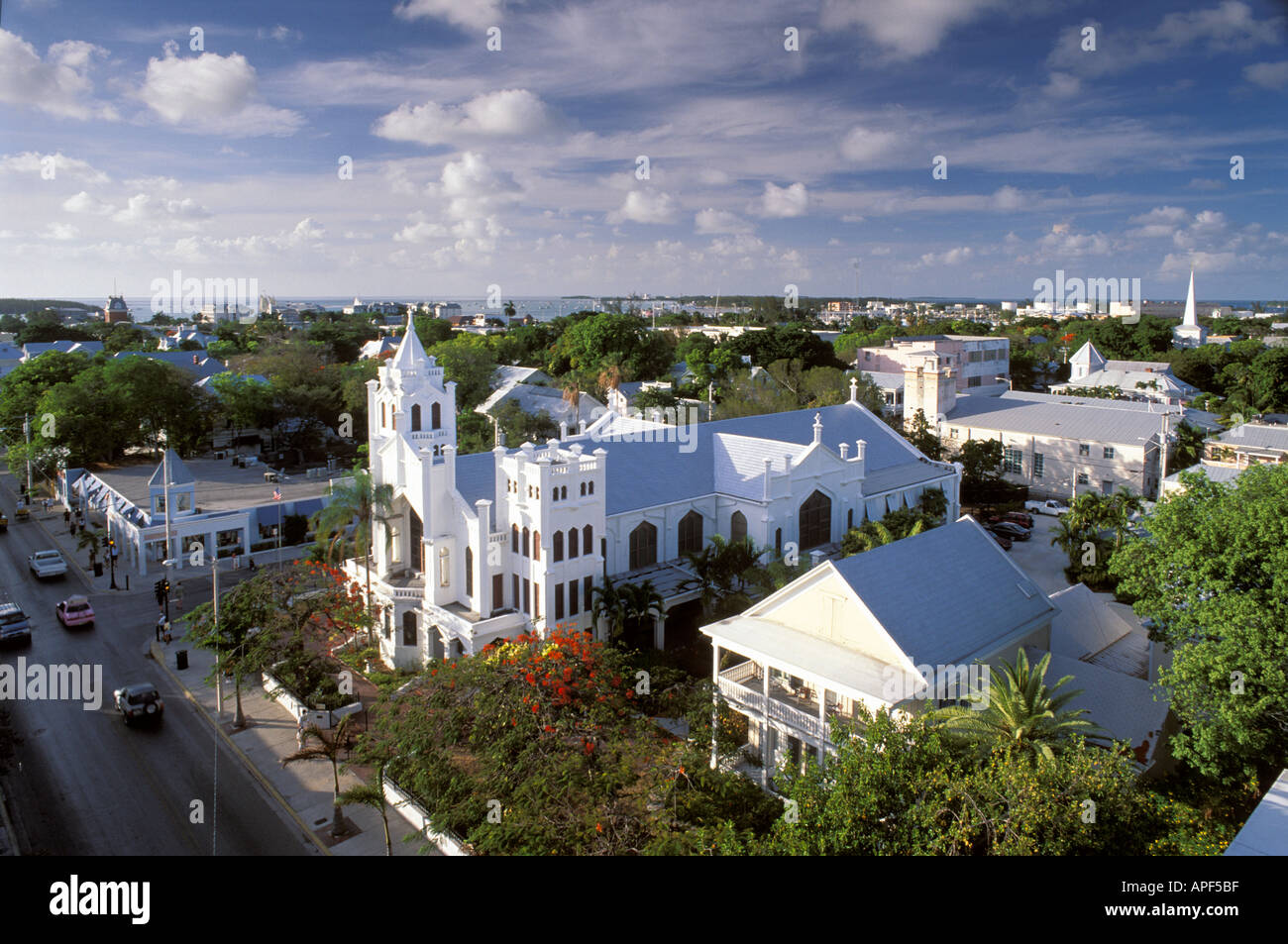 Tropical Key West looking down Duval Street Key West Florida Stock ...