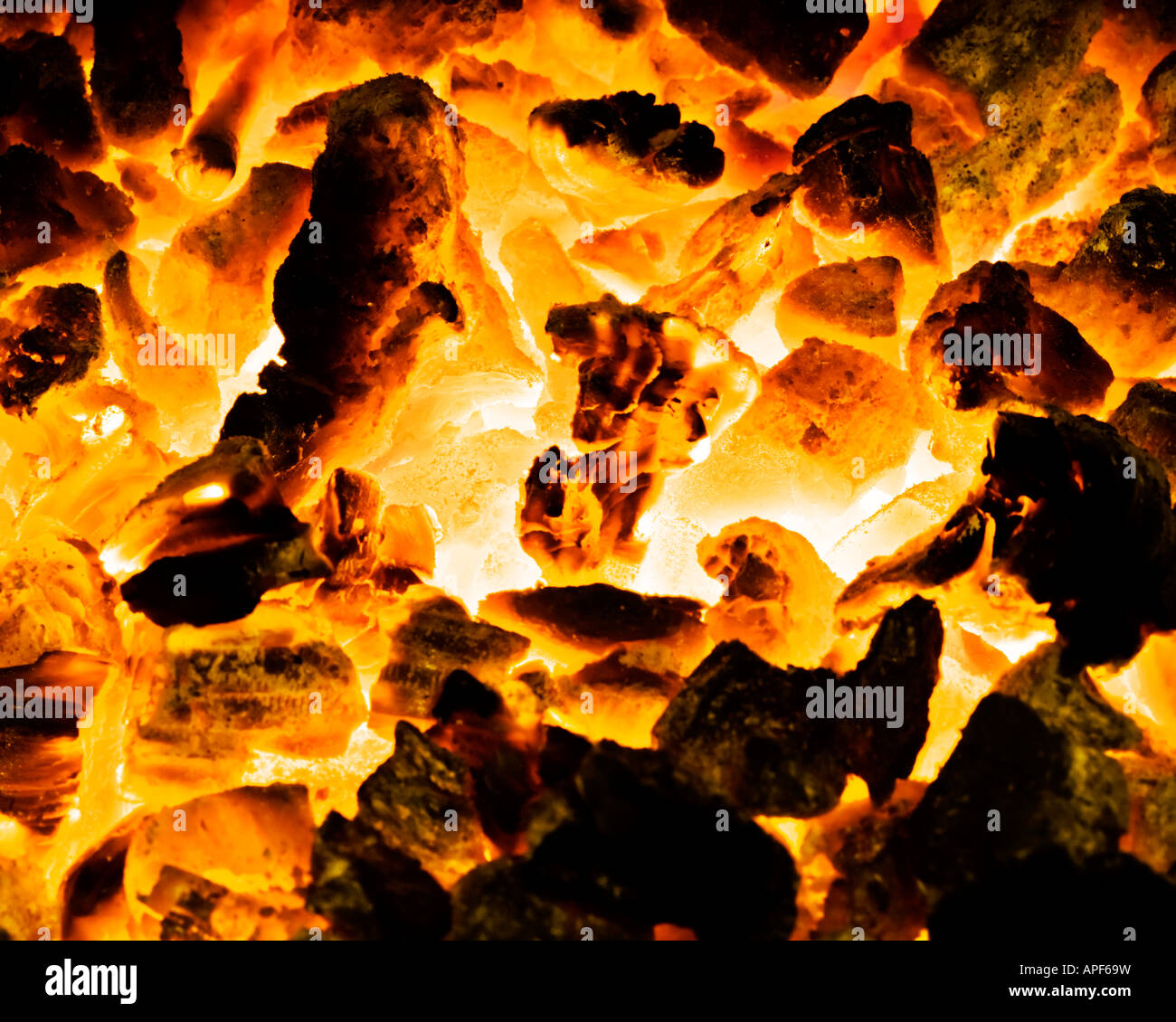 The glowing embers of a coal fire Stock Photo - Alamy