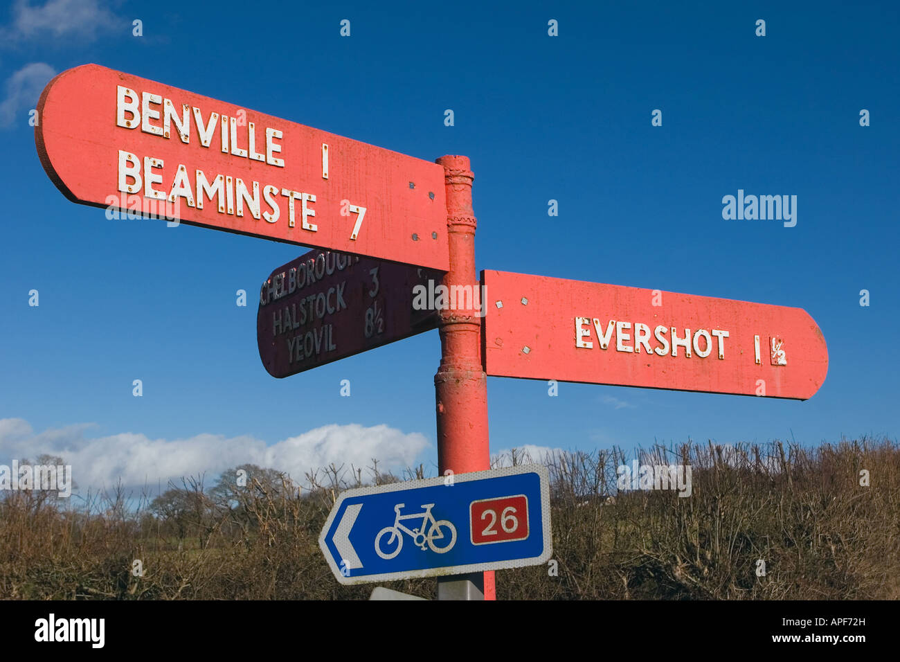 Dorset red sign post hi-res stock photography and images - Alamy