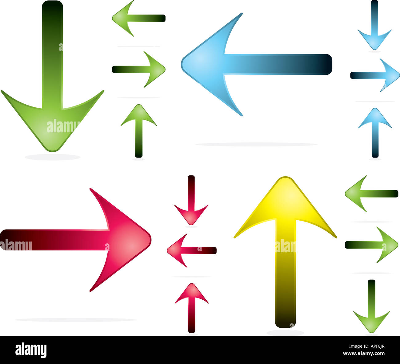 Illustrated collection of arrows in different colours that would make ...