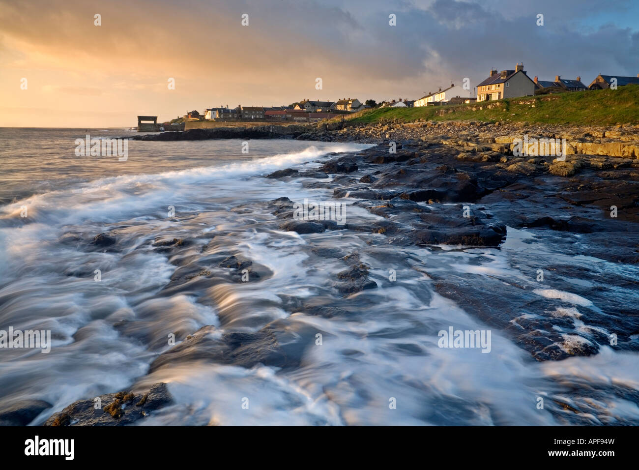 Dawn at the village of Craster on the Norhumbrian Coast, Northumberland ...