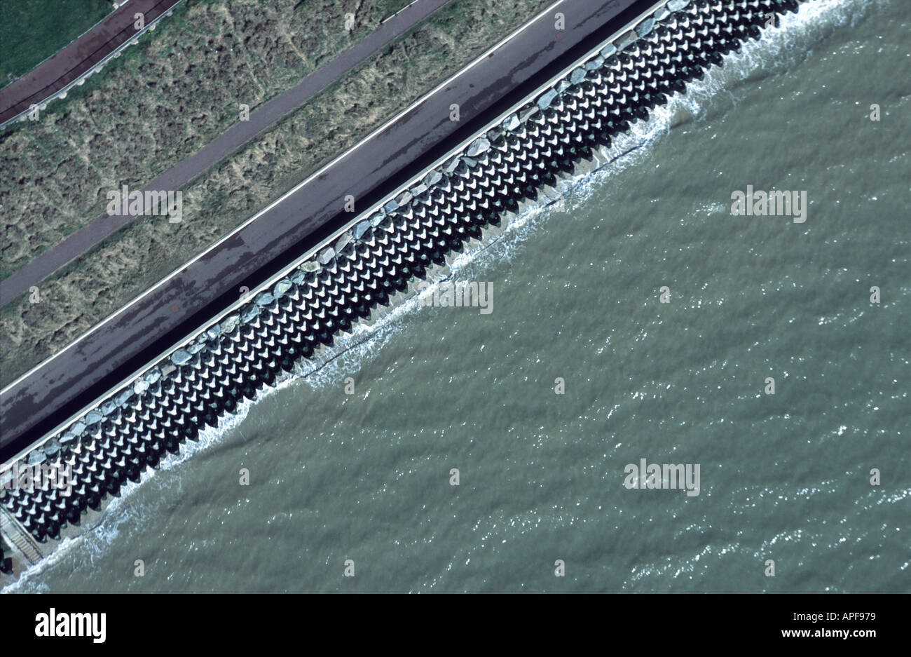 Aerial view of coastal sea defences in Suffolk Stock Photo - Alamy