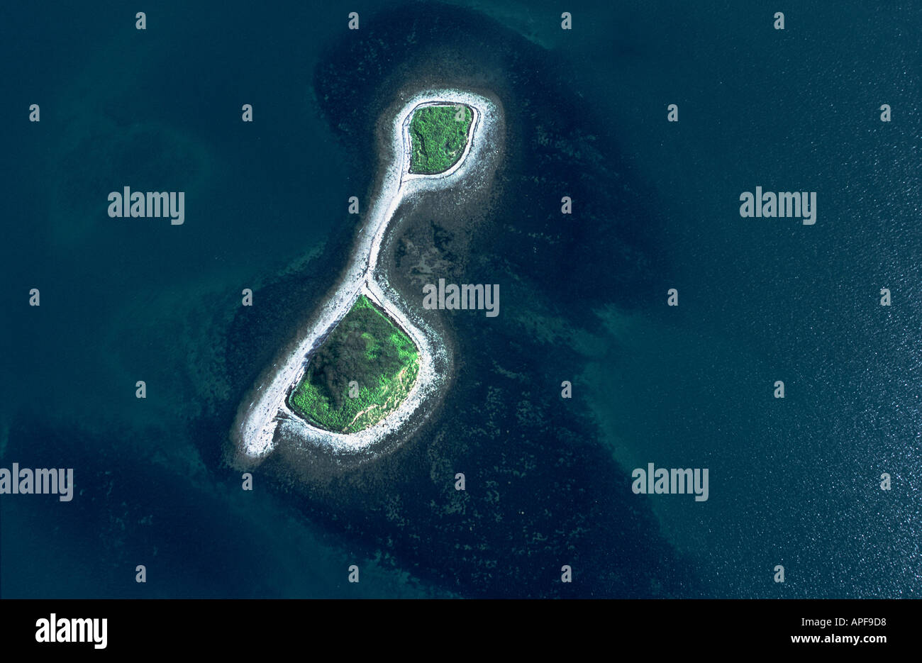 Aerial view of Dunnyneil Island in Strangford Lough Northern Ireland ...