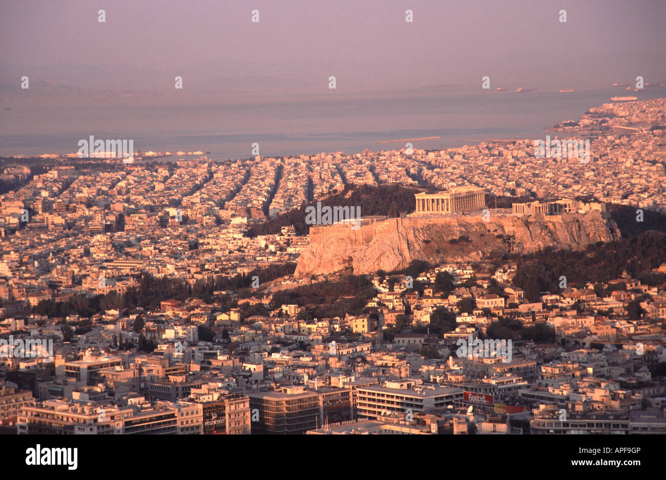 ATHENS, GREECE. A dawn view, with the Acropolis centre right and ...