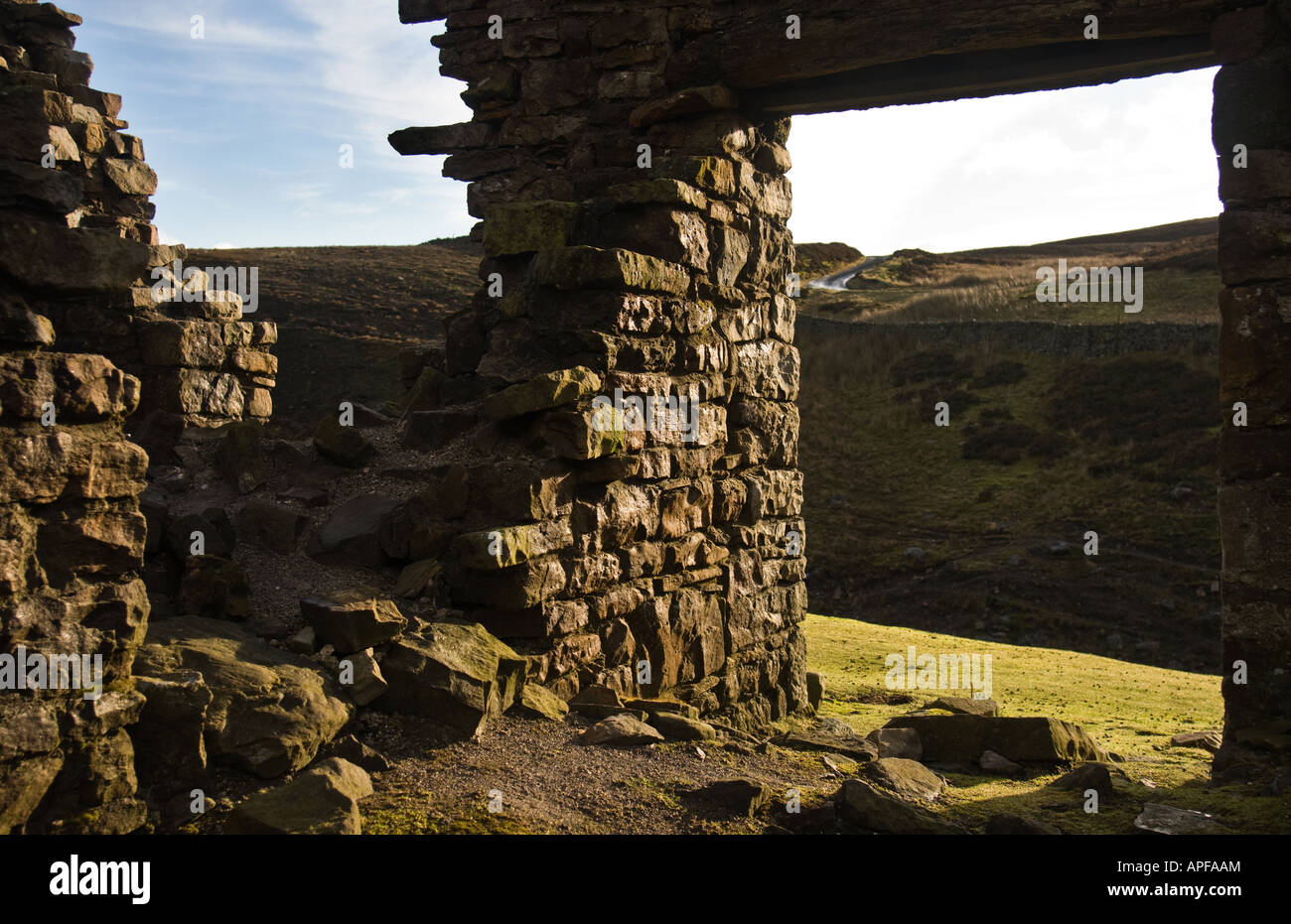The ruins of Surrender Smelt Mill, Swaledale, Yorkshire dales. Part of ...