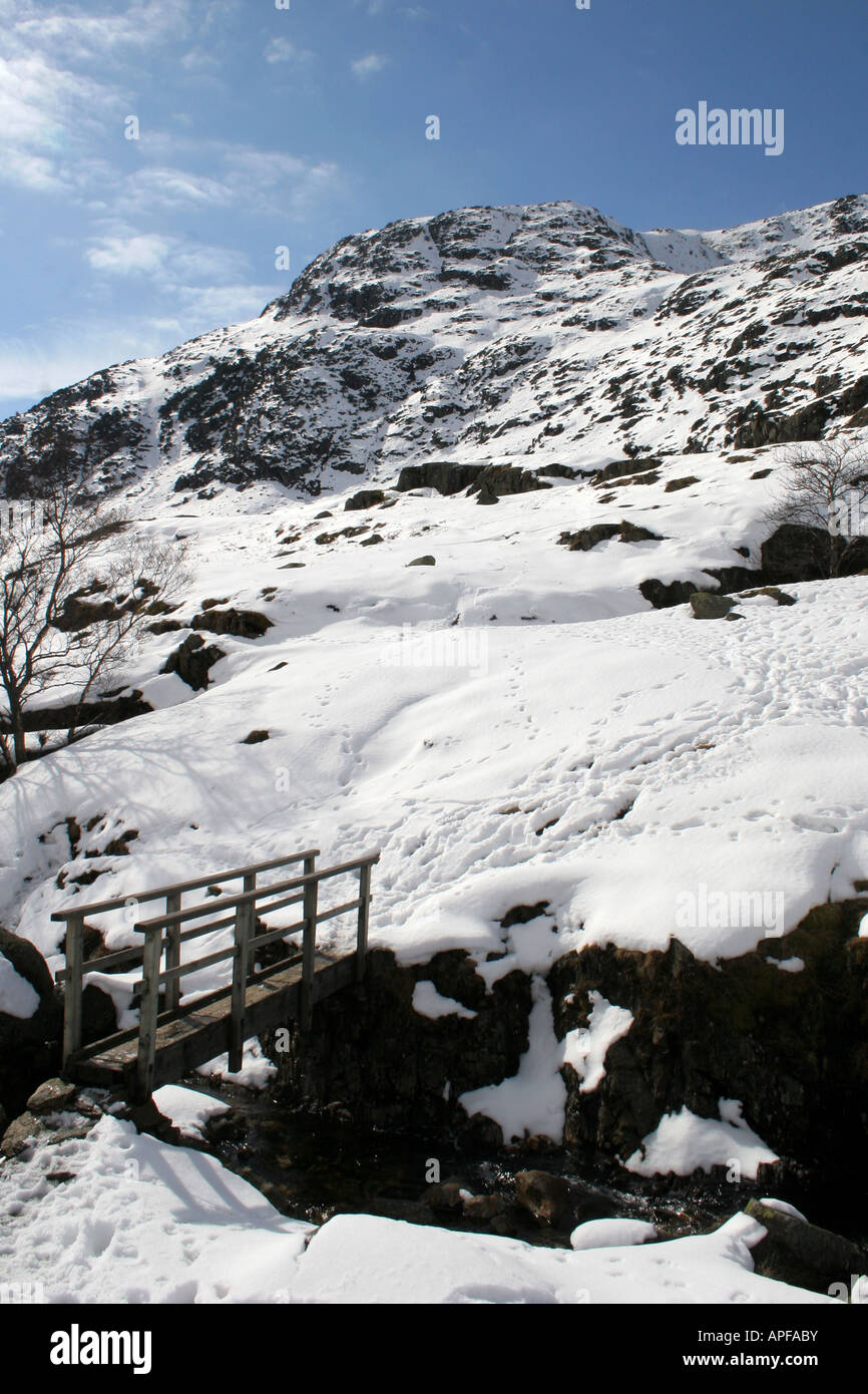 Wetherlam near Coniston covered in snow on a pleasant winters day Stock ...