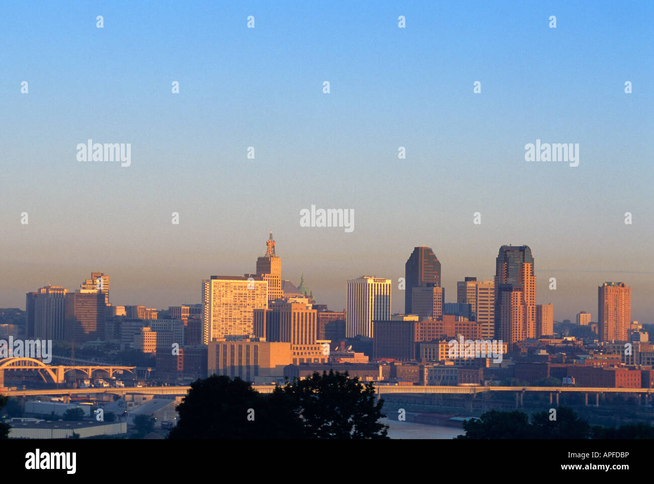 SKYLINE OF ST.PAUL, MINNESOTA AND THE MISSISSIPPI RIVER FROM INDIAN ...