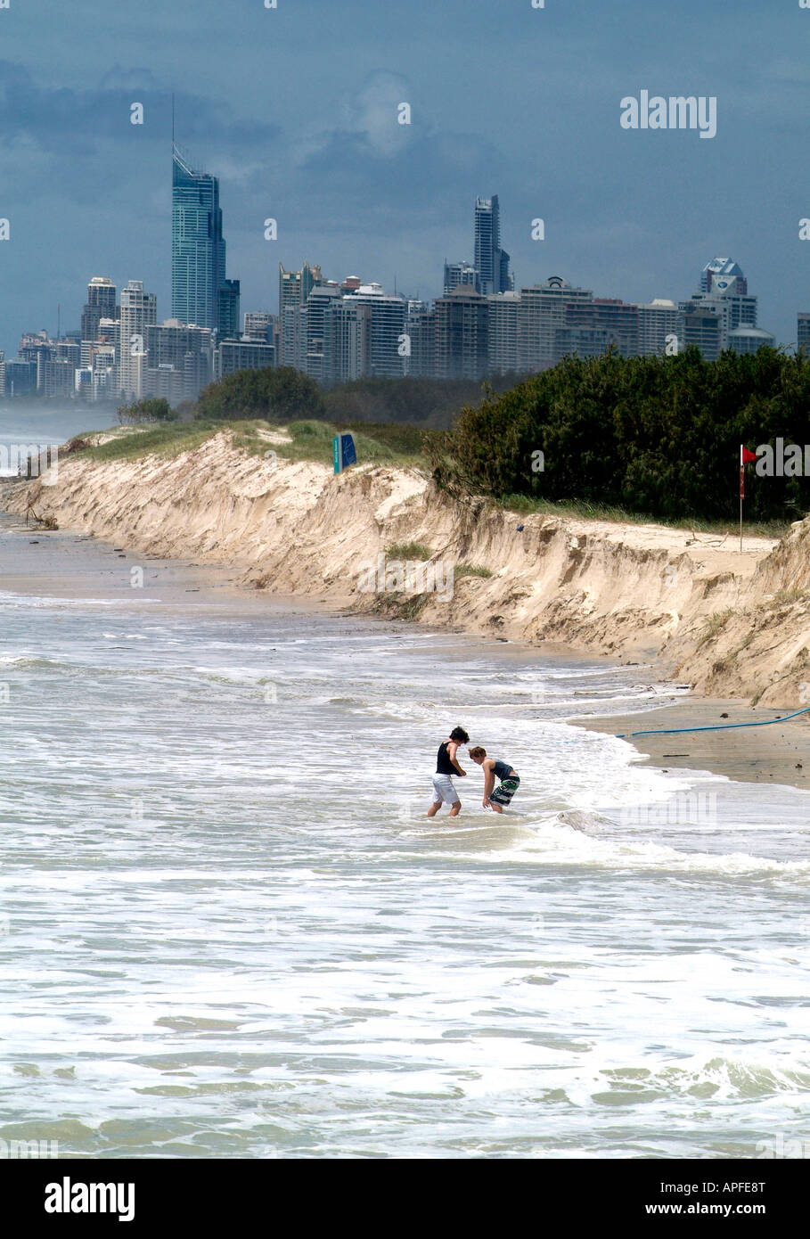 Gold Coast Queensland Australia Storm ravaged beaches at this popular ...