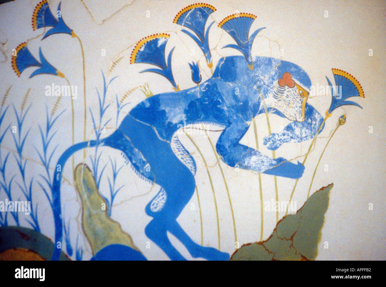 Crete Greece Knossos Fresco Of The Monkeys Detail Stock Photo - Alamy