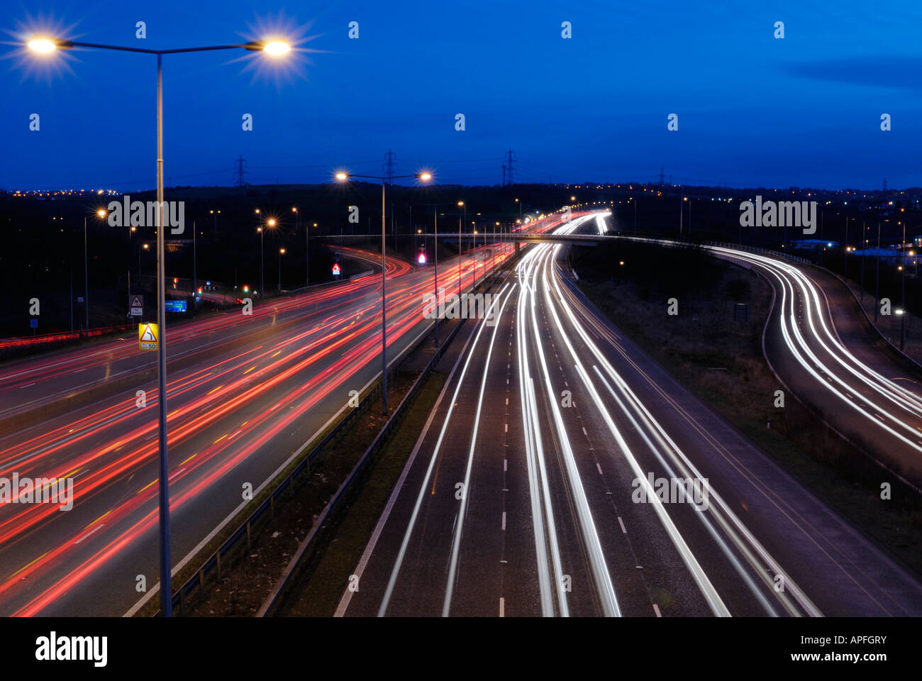 M62 motorway junction 26 early morning Stock Photo - Alamy
