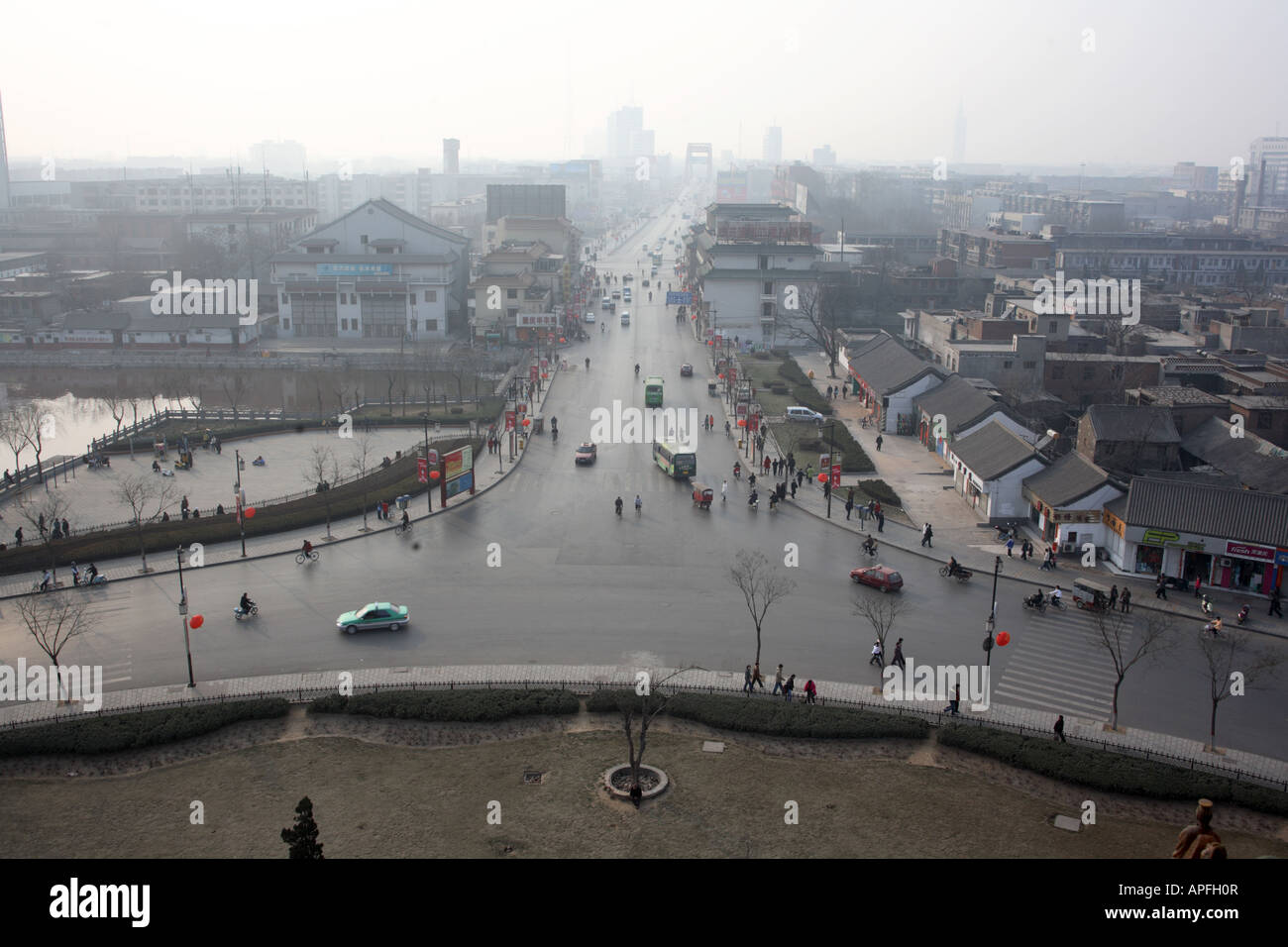 The view of Anyang from the Pagoda Wen Feng Ta Anyang Henan China Stock ...