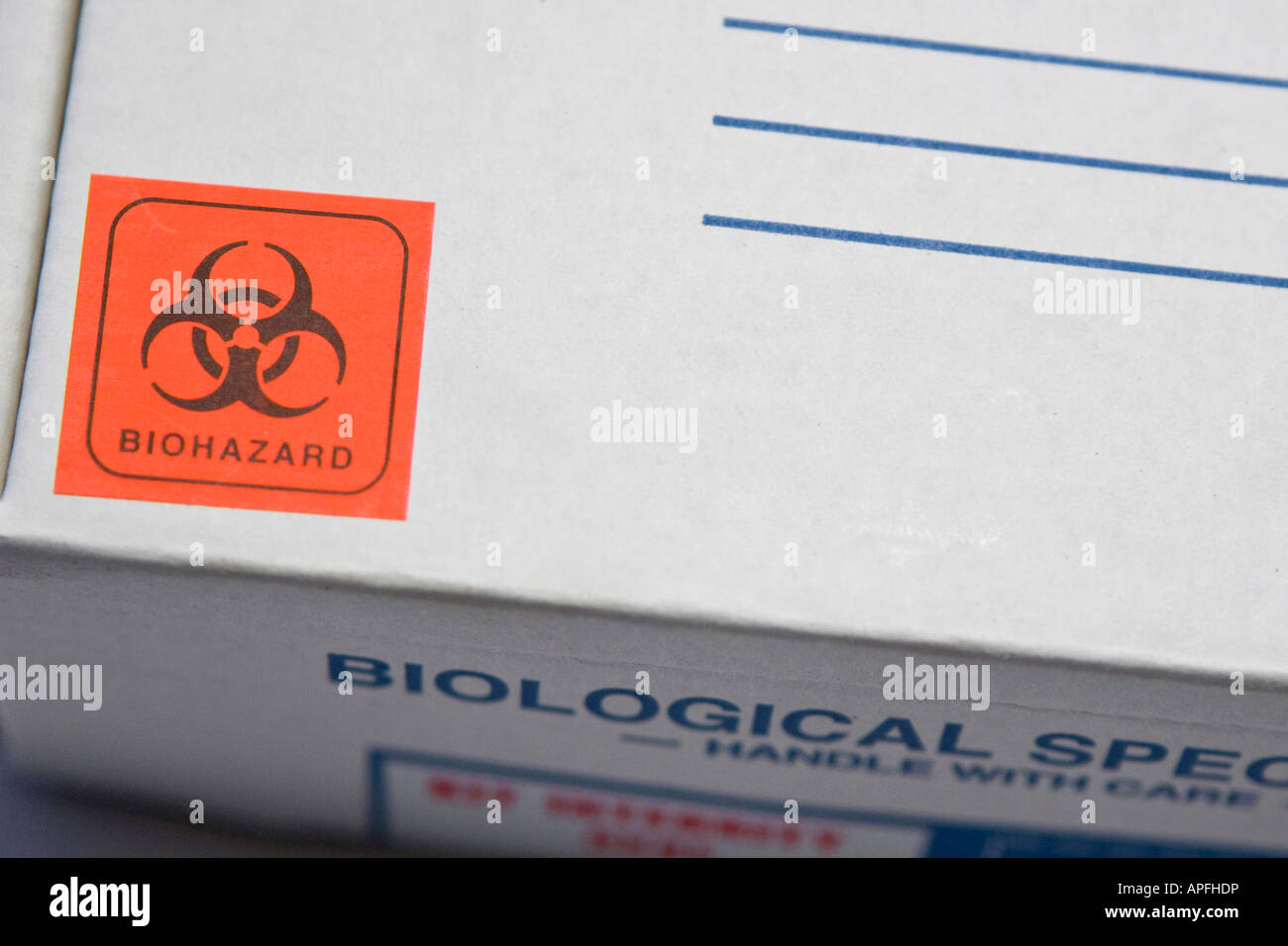 Biological Warning on Mailer Box Stock Photo - Alamy
