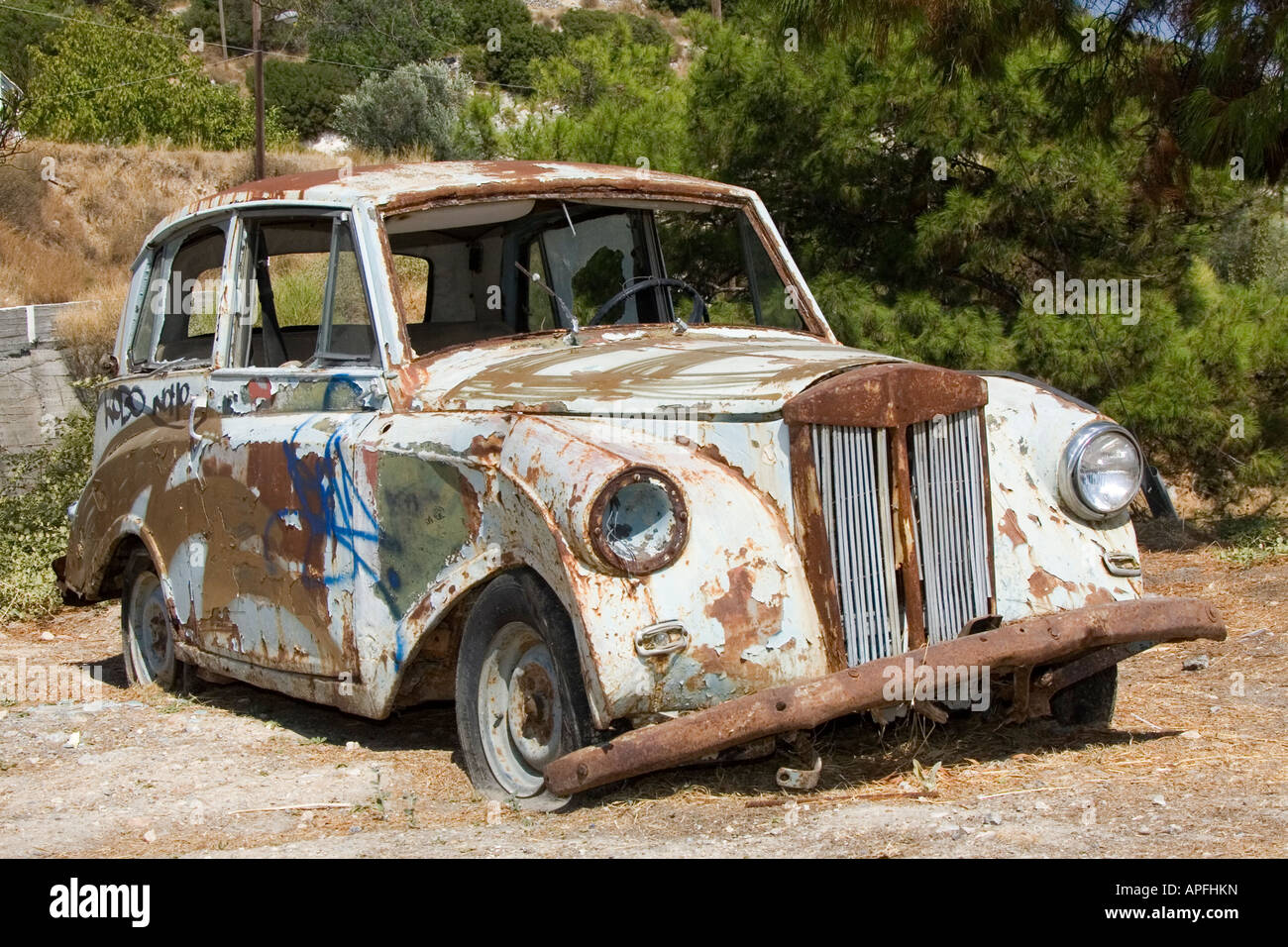 An abandoned Austin Mayflower car on Samos Greece Stock Photo - Alamy