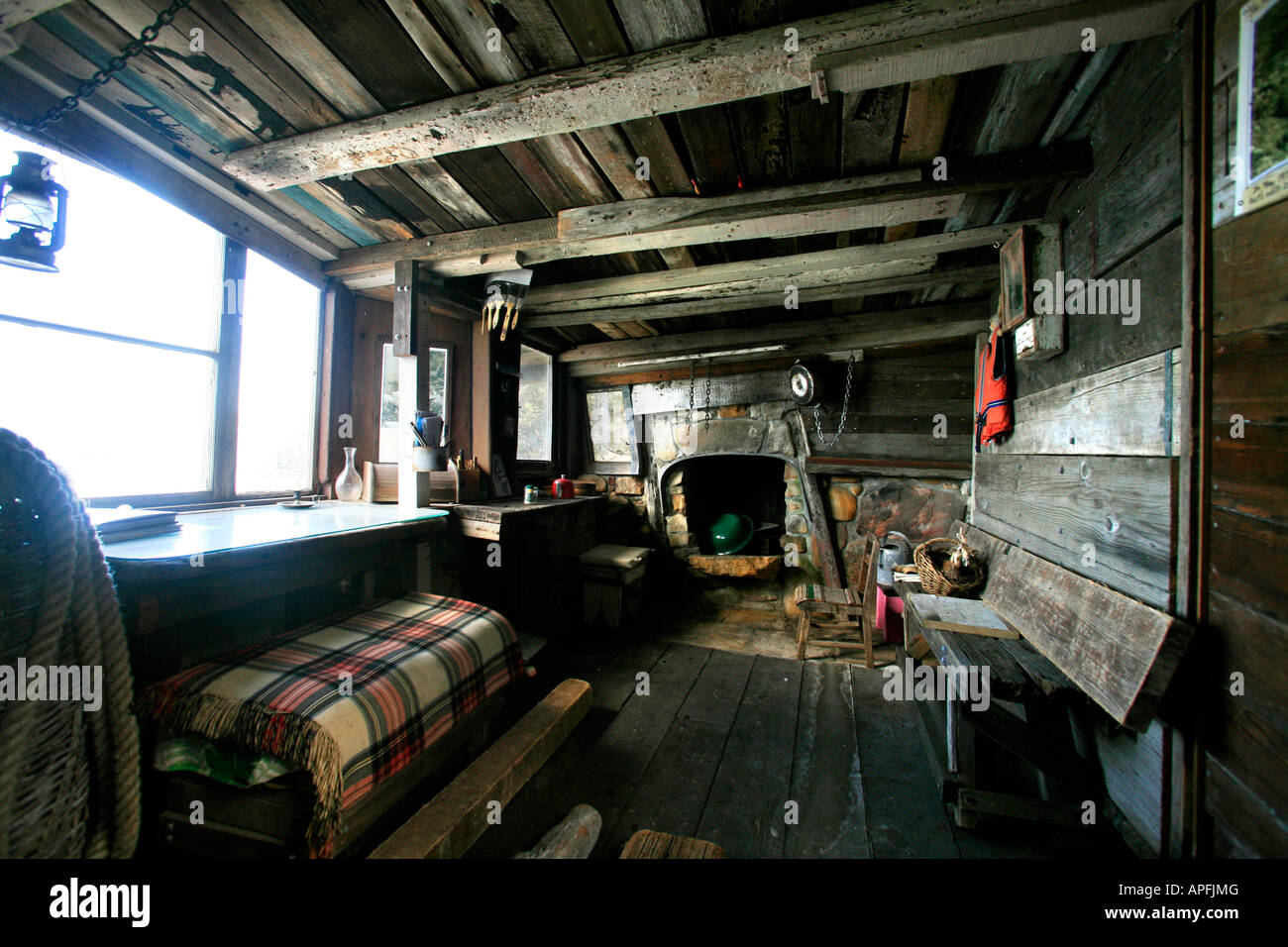 Hand made huts at Crater Cove Sydney Harbour National Park Stock Photo ...