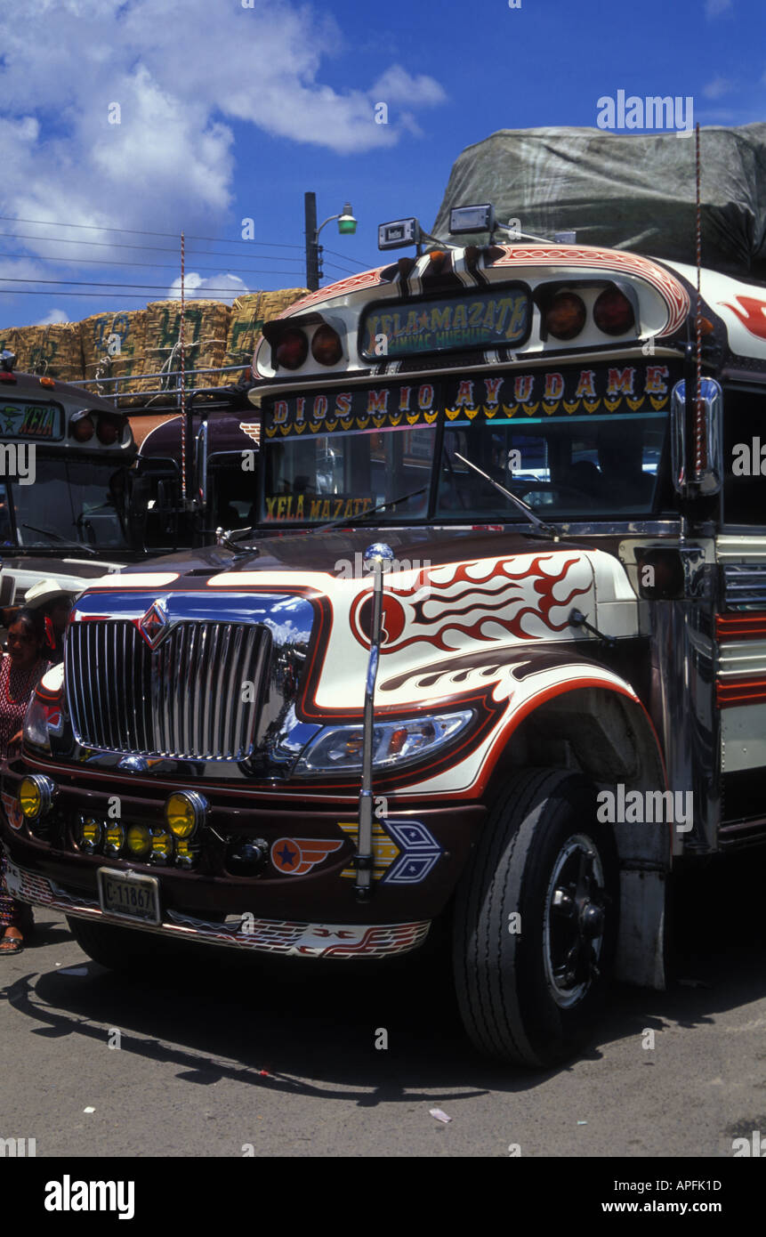 Guatemalan Bus in bus station, Huehuetenango Guatemala Stock Photo - Alamy