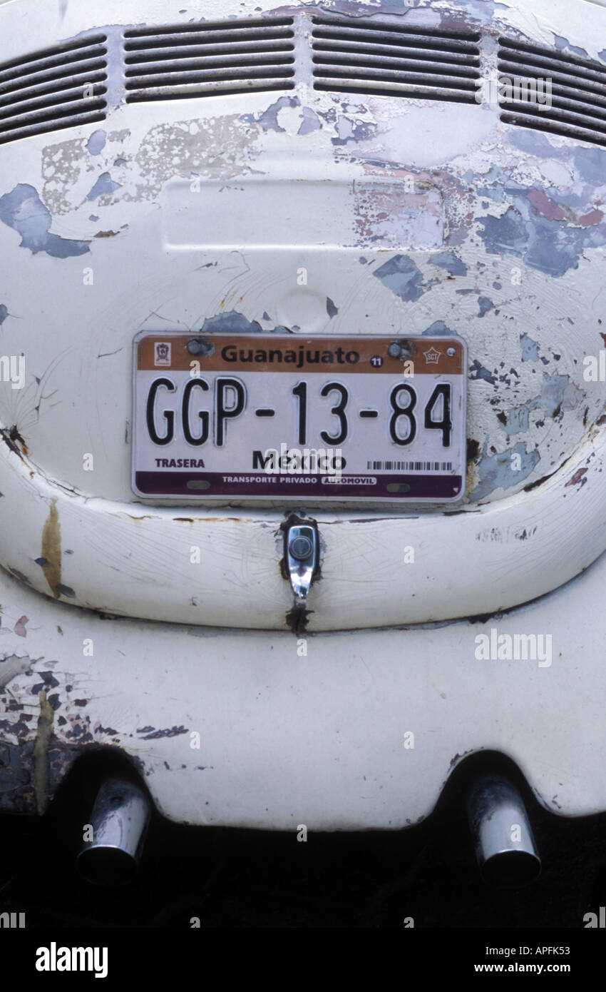 Mexican License plate on a VW beetle in Guanajuato, Mexico Stock Photo ...