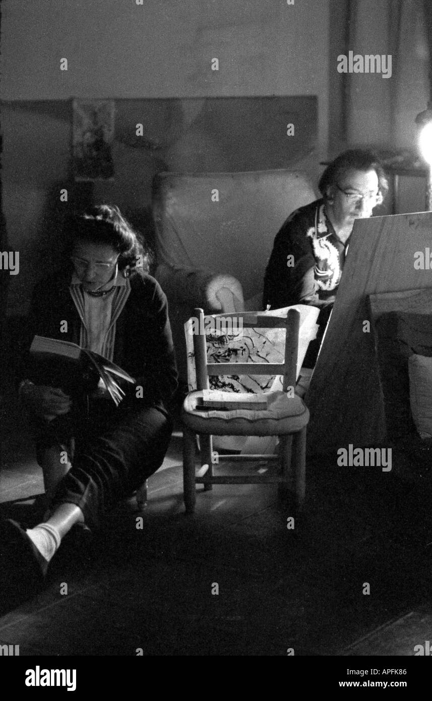 Salvador Dali working and Gala reading aloud for him Port Lligat 1959 ...