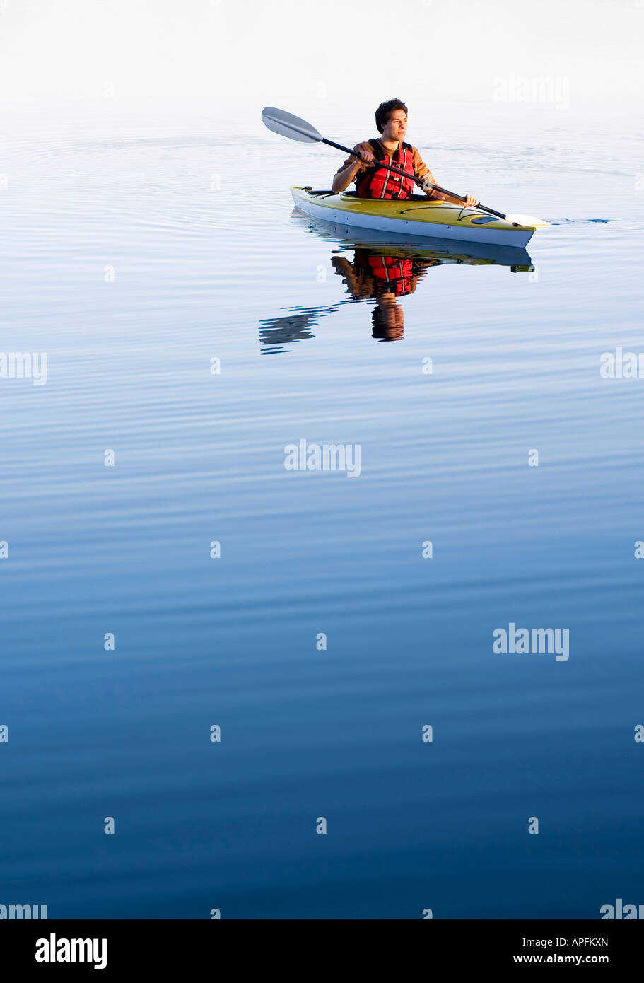Man in a kayak Stock Photo - Alamy