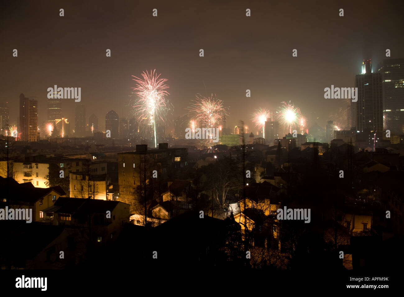 New years fireworks, Shanghai, China Stock Photo - Alamy