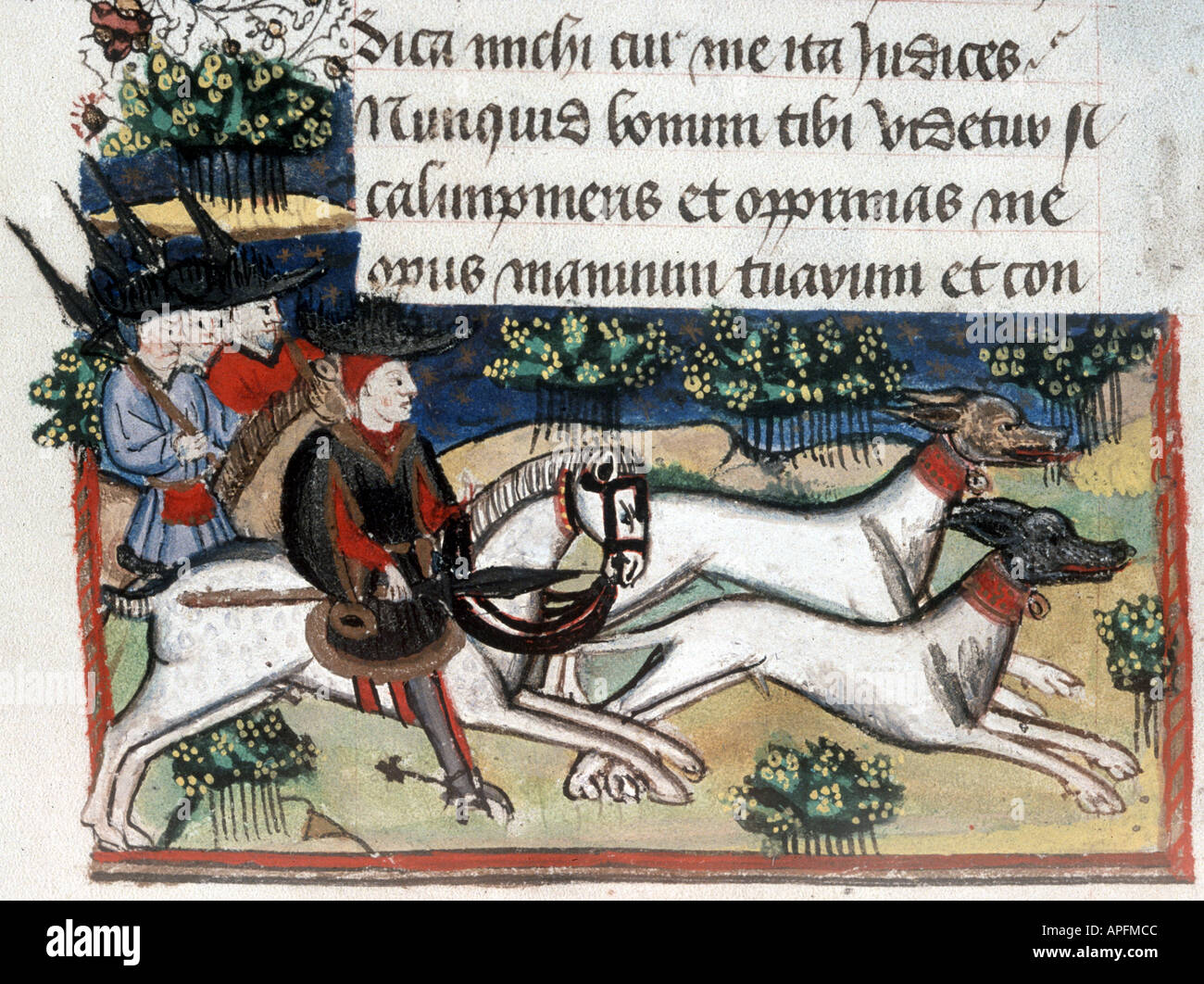 Manuscript of the Hours of Rohan Montauban Cynegetic story dogs and ...