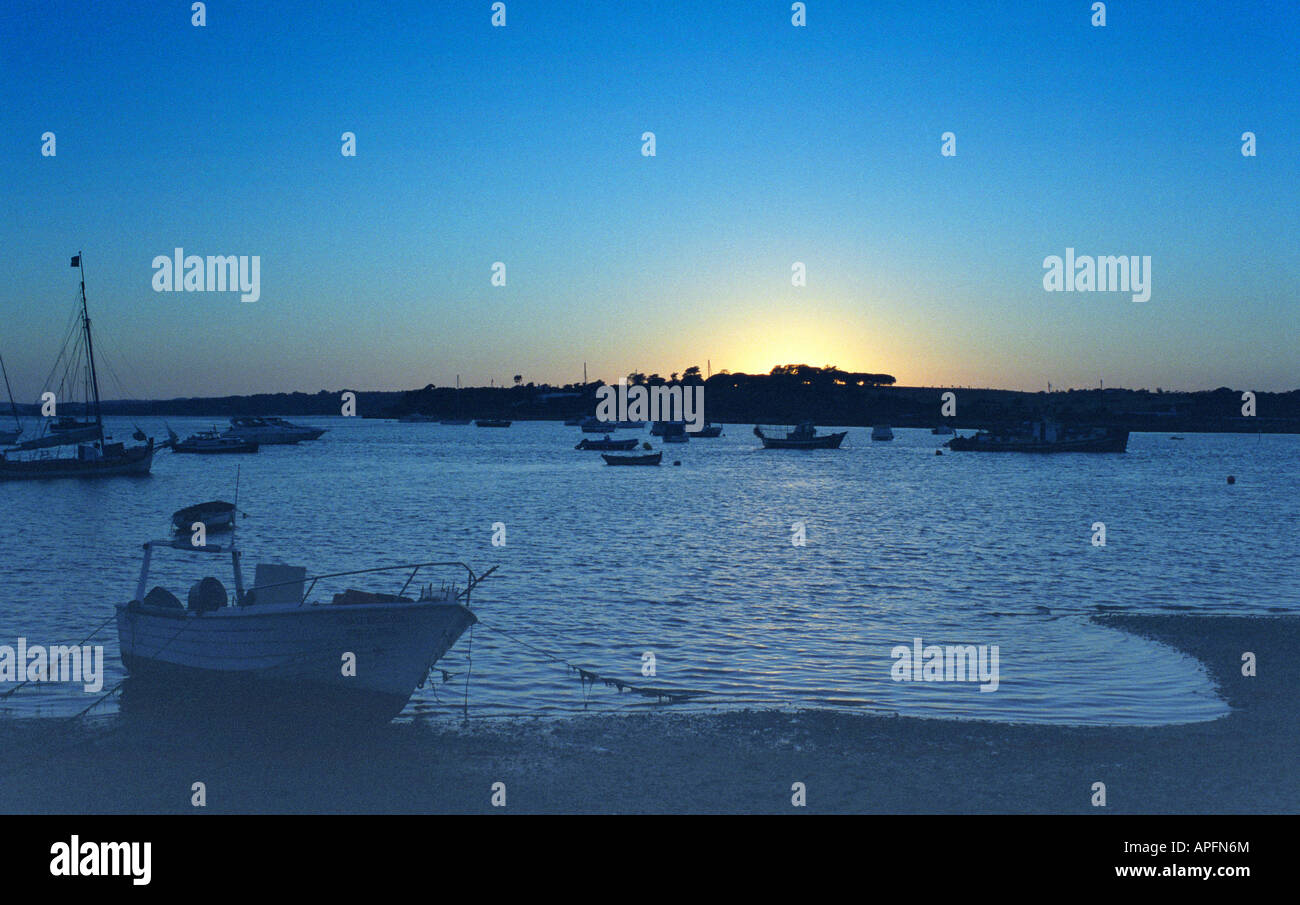 Sunset, Alvor Harbour, Alvor, Algarve, Portugal, Summer 2007 Stock ...