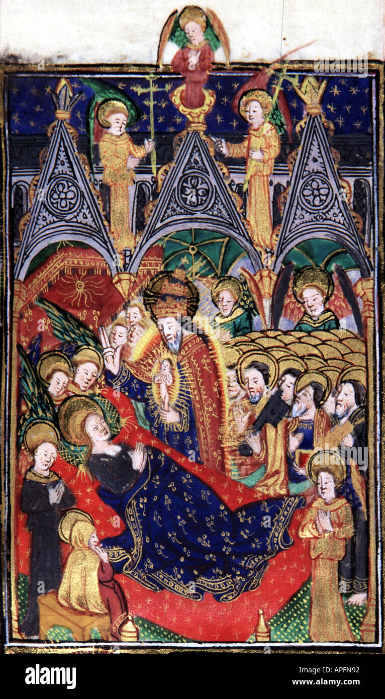 Manuscript of the Hours of Rohan Montauban The Dormition of the Virgin ...