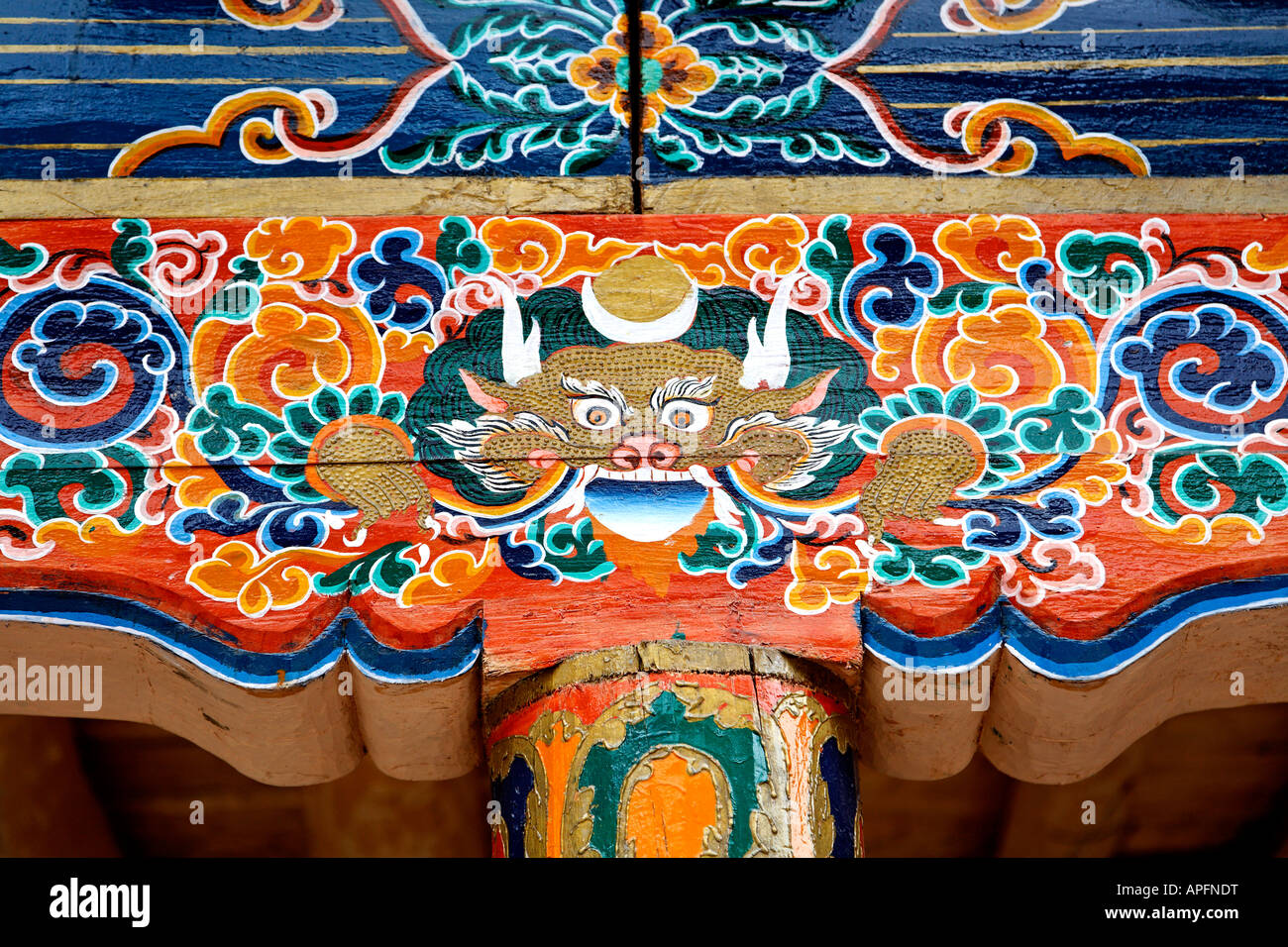 Architectural detail at Hemis Gompa buddhist monastery in Ladakh India ...
