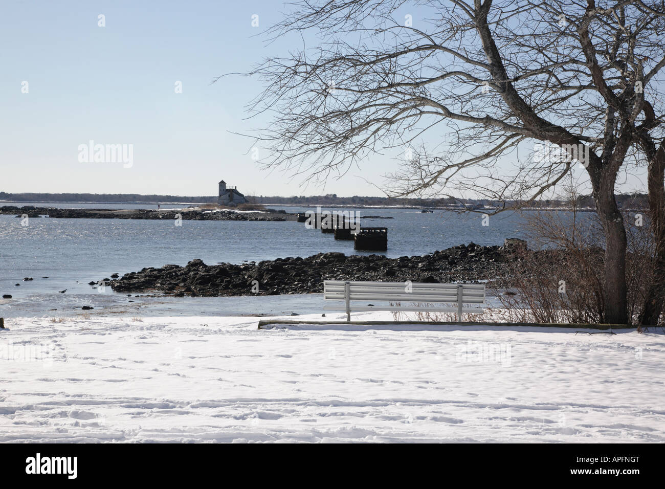 Fort Foster Park during the winter months Located in Kittery Maine USA ...