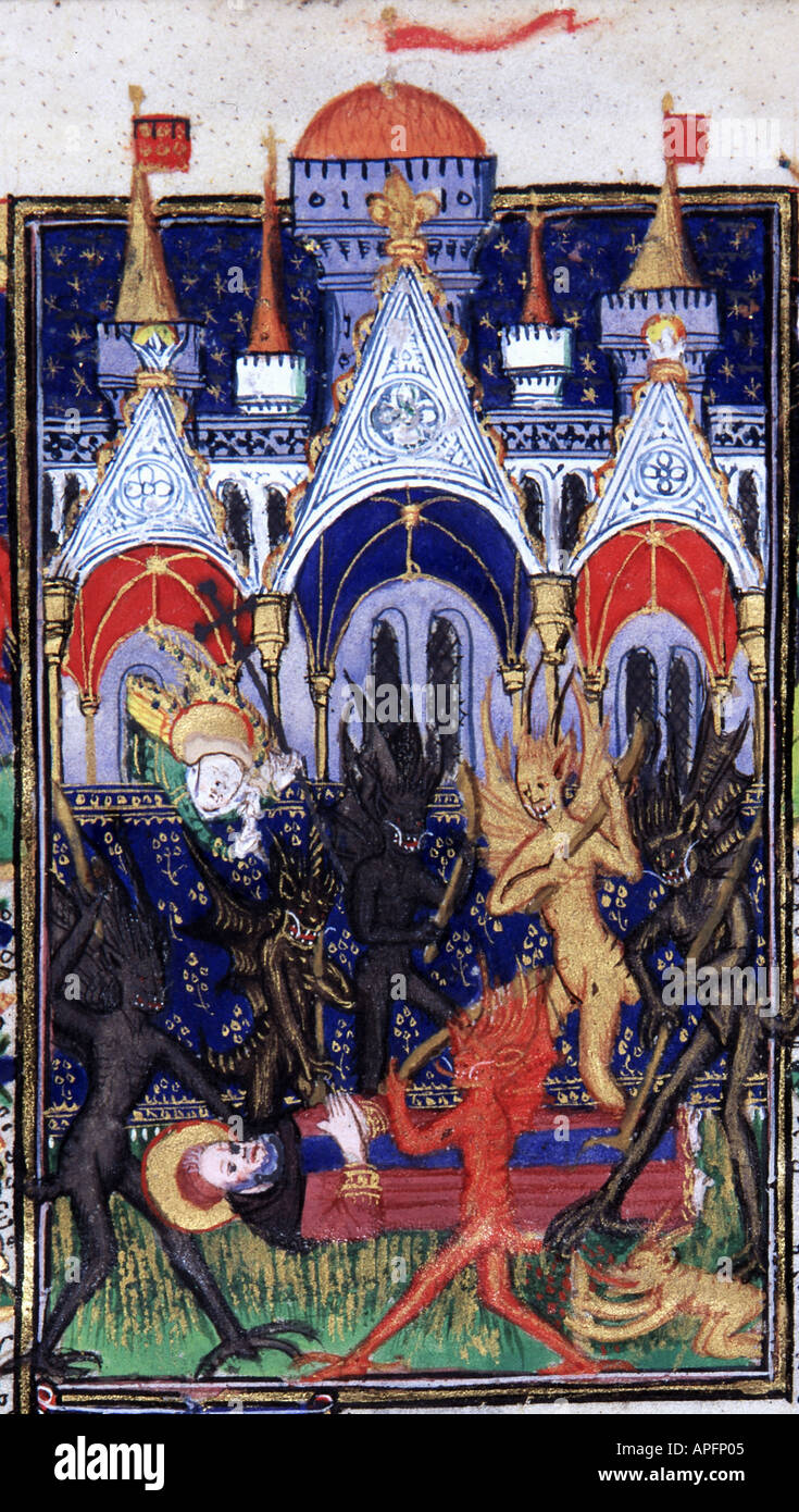 Manuscript of the Rohan Montauban Hours the martyrdom of Saint Anthony ...