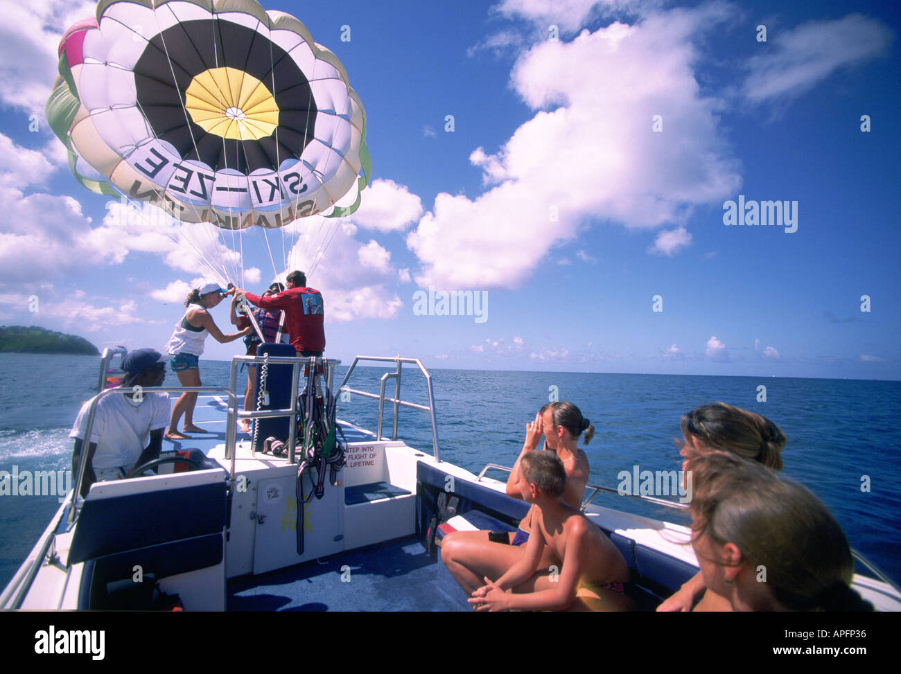 PARASAILING ACTION ST LUCIA Stock Photo - Alamy