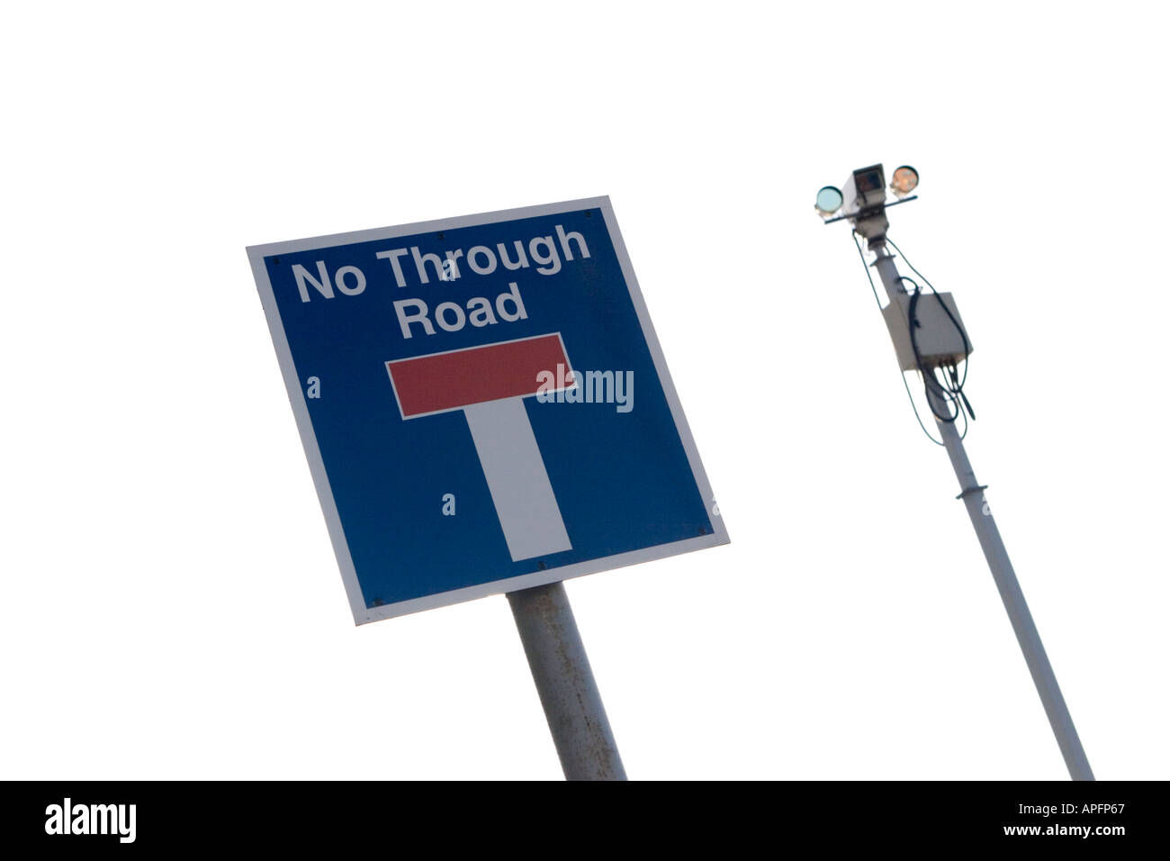 No Through Road Sign with Security Camera Stock Photo - Alamy