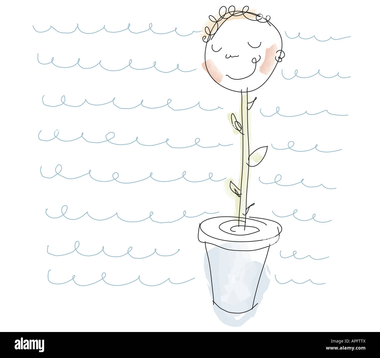 Illustrated child growing like plant Stock Photo - Alamy