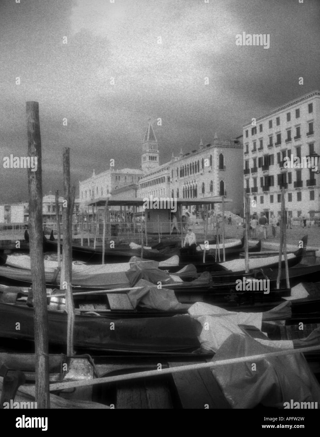 Infrared picture of gondolas in Venice as a summer storm approaches ...