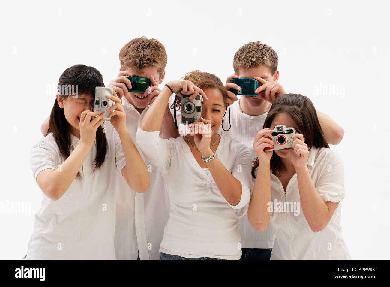 Group of friends with cameras Stock Photo - Alamy