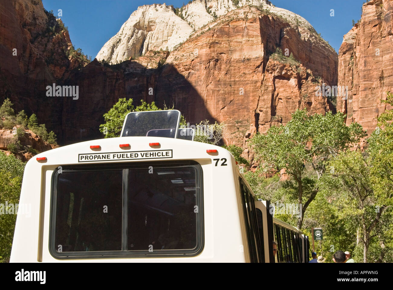 A propane fueled shuttle bus in Zion National Park Stock Photo - Alamy