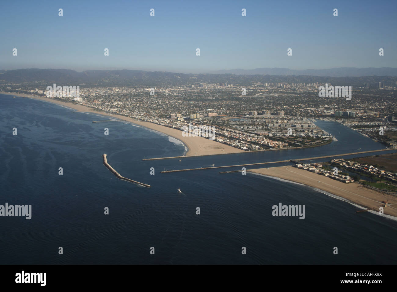 Los Angeles aerial view coastline Marina del Rey, Venice and Santa ...