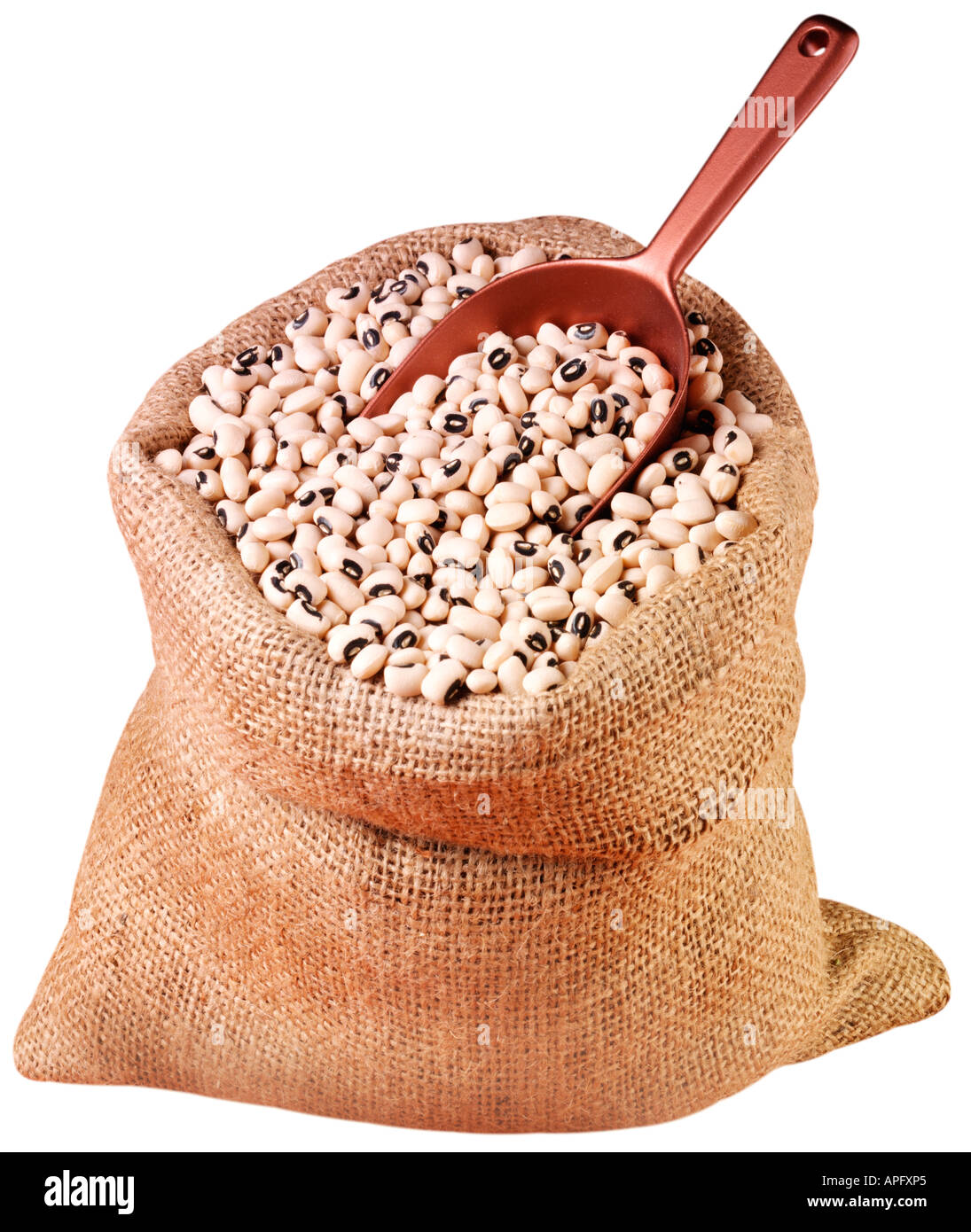 SACK OF BLACK EYED BEANS CUT OUT Stock Photo - Alamy