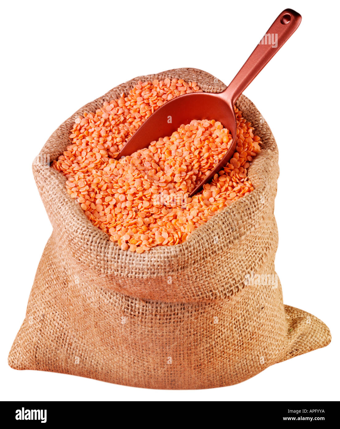SACK OF RED SPLIT LENTILS CUT OUT Stock Photo - Alamy