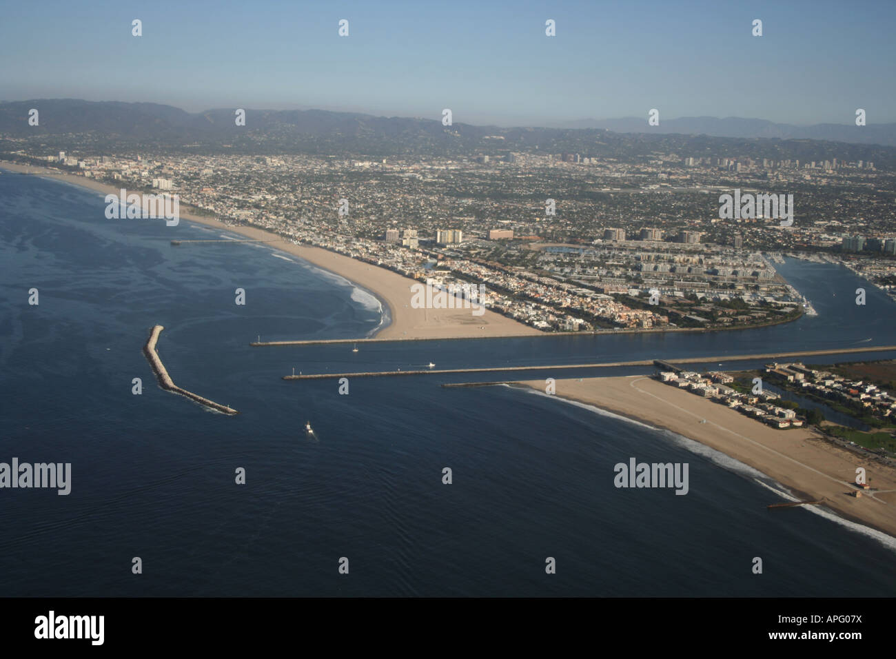Los Angeles aerial view Marina del Rey, Venice and Santa Monica October ...