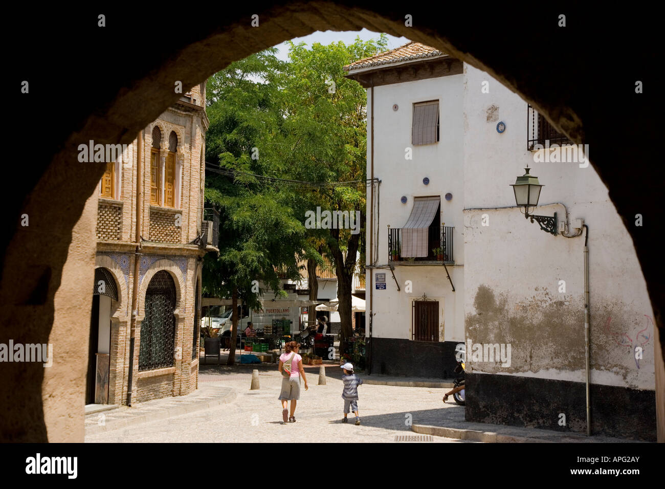 Granada Granada Province Spain Street scene in the Albayzin Stock Photo ...