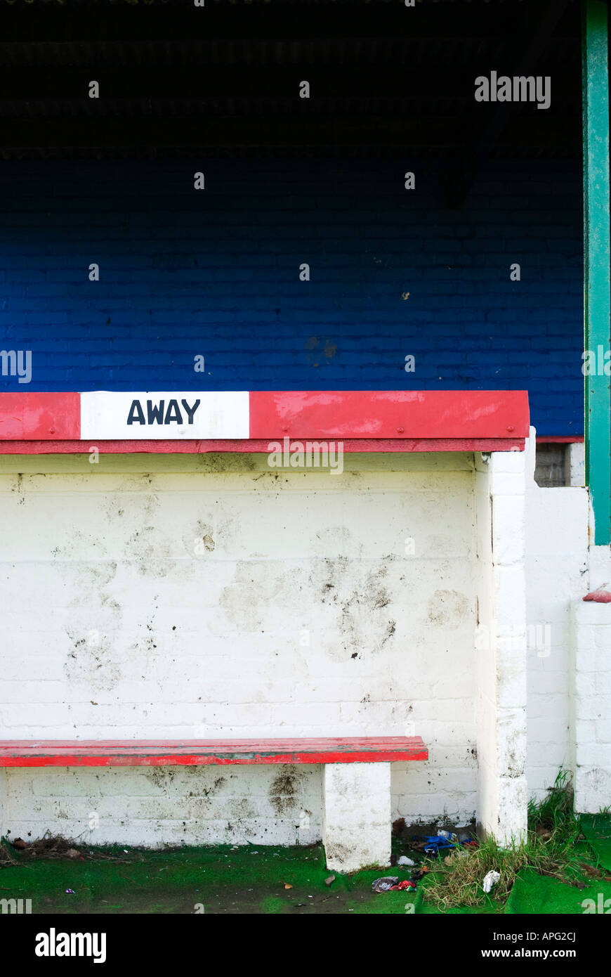 away team dugout with red bench Stock Photo - Alamy