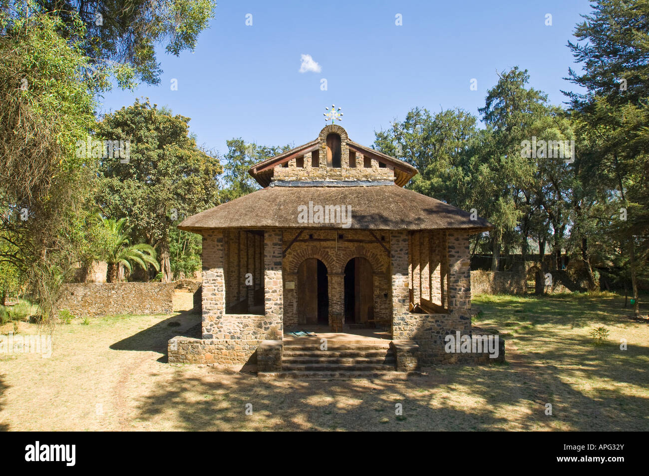 Exterior view of the Debre Berhane or Berhan Selassie Church in Gondar ...